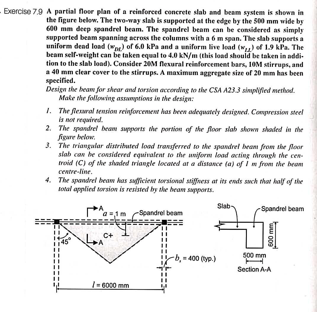 - Exercise 7.9 A partial floor plan of a reinforced | Chegg.com