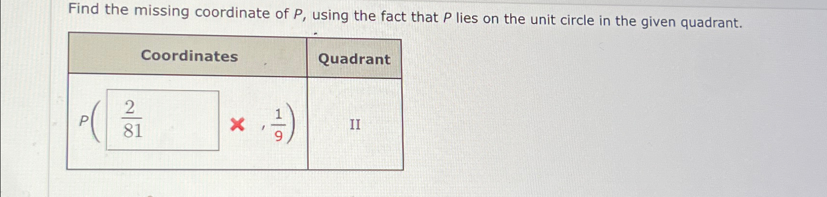 Solved Find the missing coordinate of P, ﻿using the fact | Chegg.com