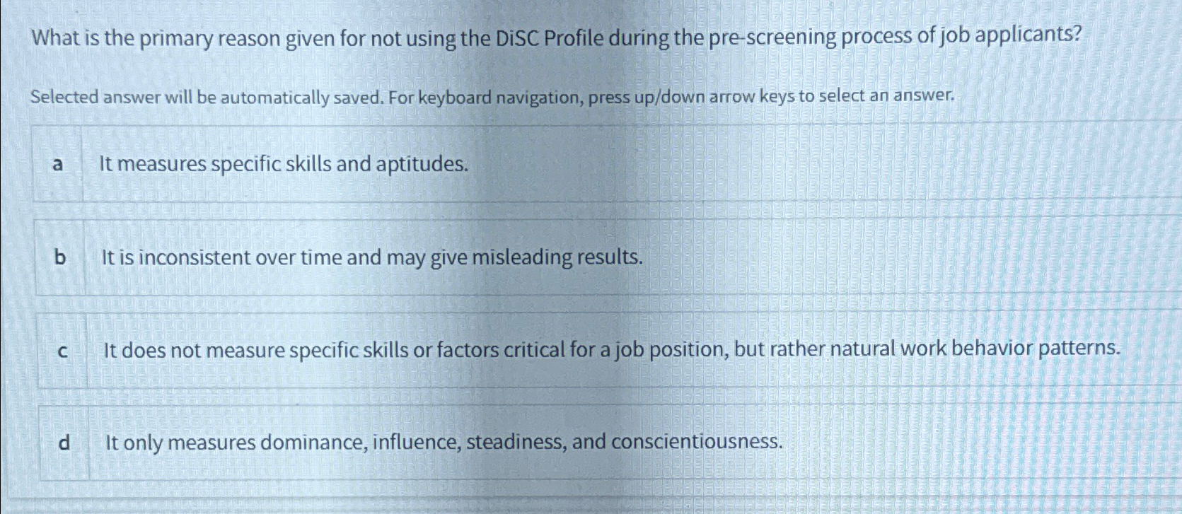 Solved What is the primary reason given for not using the | Chegg.com