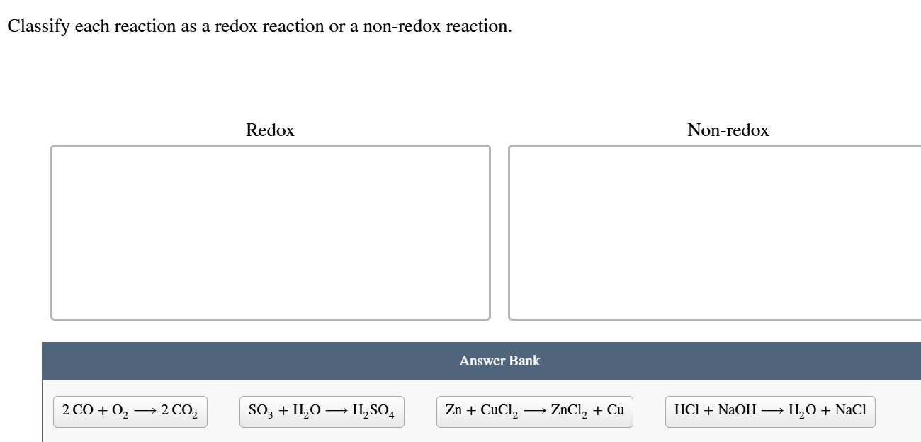High Quality SOLUTION Classify each reaction as ﻿a redox reaction or ﻿a | Chegg.com