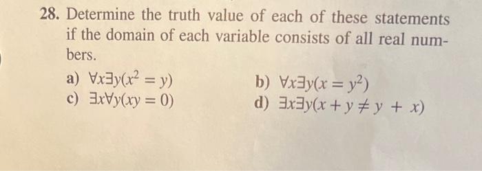 Solved 28. determine the truth value of each of these | Chegg.com