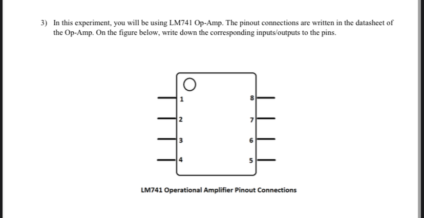 Solved In this experiment, you will be using LM741 ﻿Op-Amp. | Chegg.com