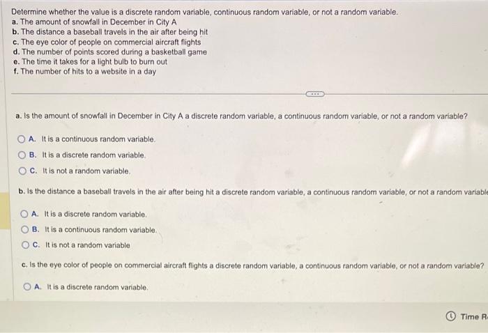 Solved Determine whether the value is a discrete random | Chegg.com
