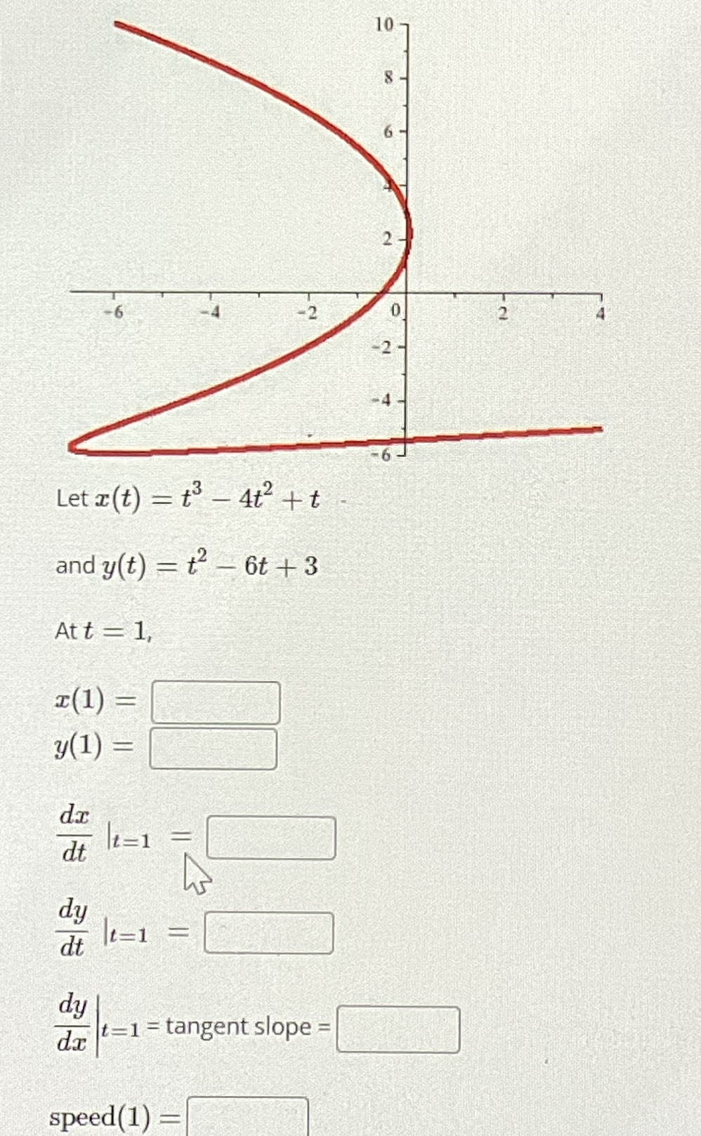 Let x(t)=Let x(t)=t3-4t2+tand y(t)=t2-6t+3At | Chegg.com Let x(t)=Let x(t)=t3-4t2+tand y(t)=t2-6t+3At | Chegg.com