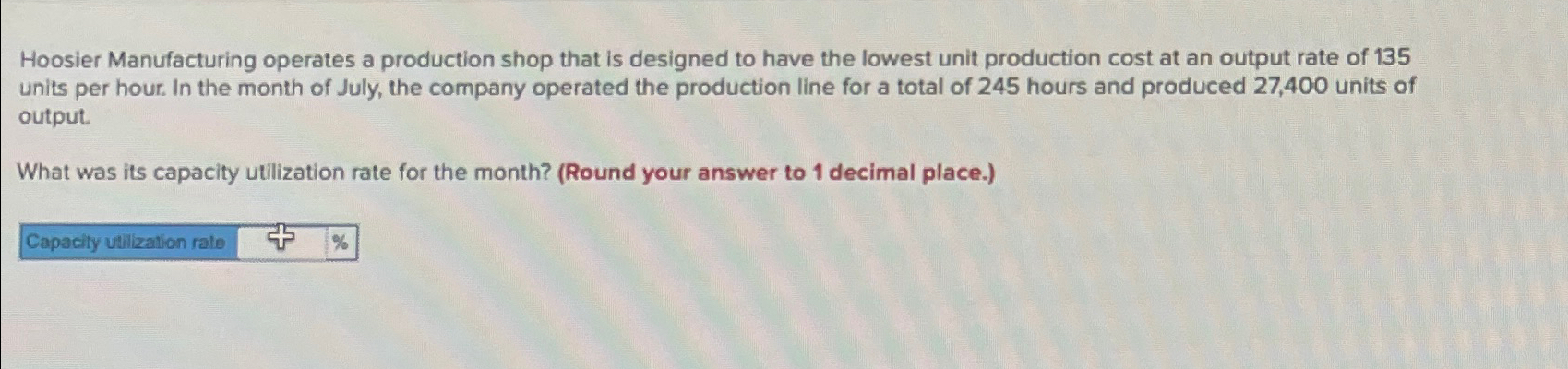 Solved Hoosier Manufacturing operates a production shop that | Chegg.com