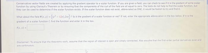 Solved Conservative vector fields are created by applying | Chegg.com