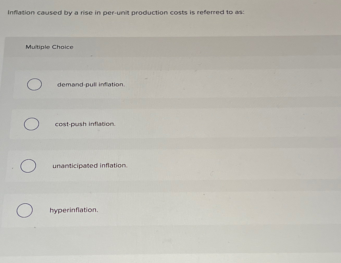 Solved Inflation caused by a rise in per-unit production | Chegg.com