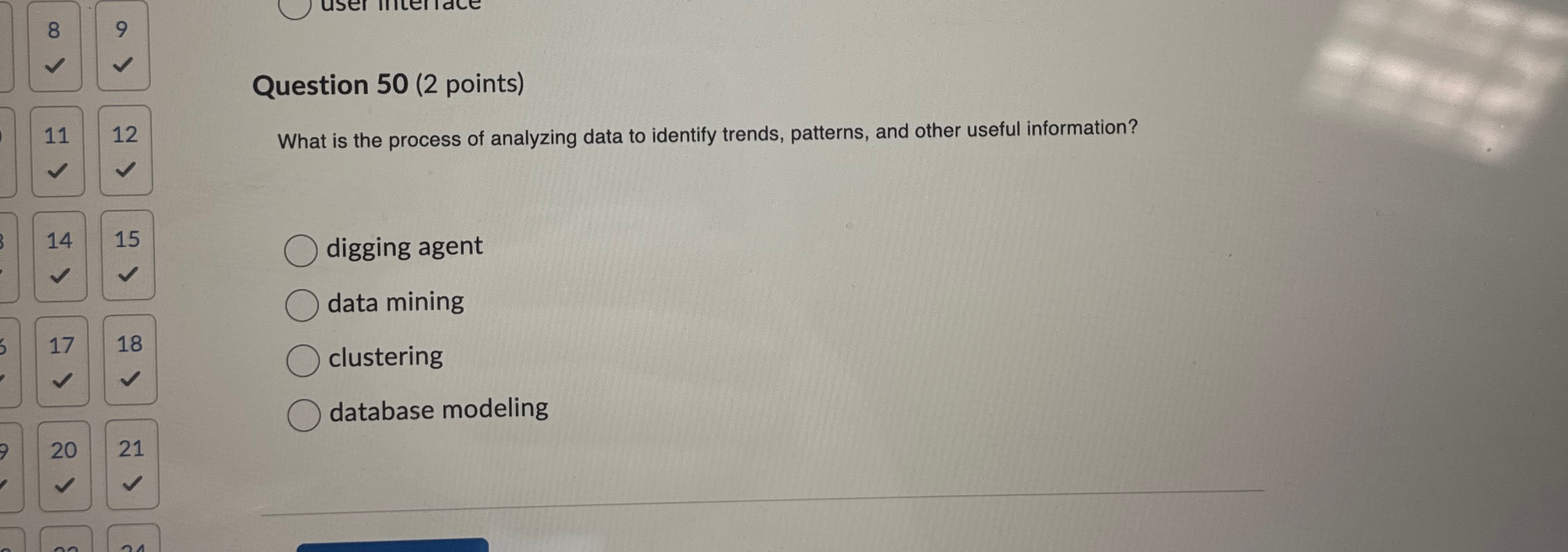 Solved 8911,12Question 50 (2 ﻿points)What is the process of | Chegg.com