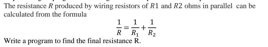 Solved The resistance R produced by wiring resistors of R1 | Chegg.com