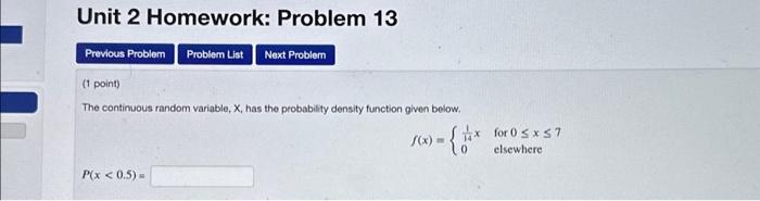 Solved Unit 2 Homework: Problem 13 Previous Problem Problem | Chegg.com