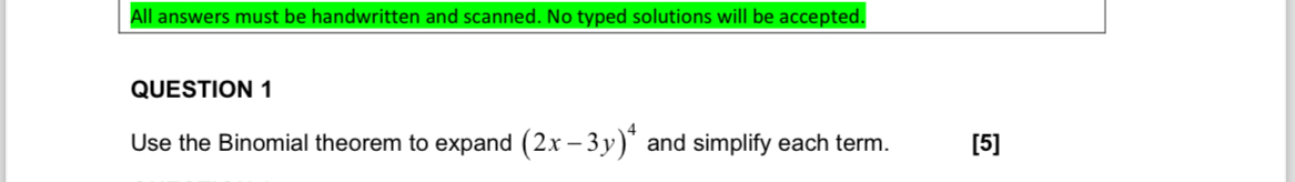 Solved All answers must be handwritten and scanned. No typed | Chegg.com