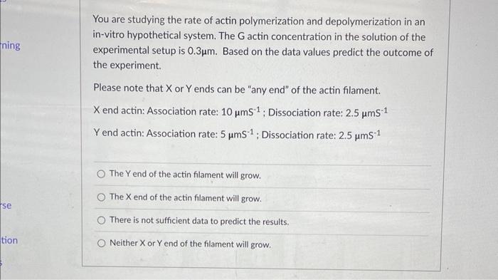 Solved You are studying the rate of actin polymerization and | Chegg.com