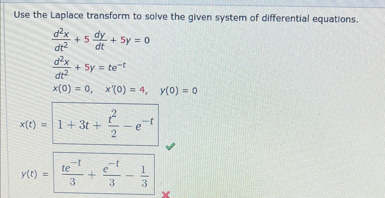 Solved Use the Laplace transform to solve the given system | Chegg.com
