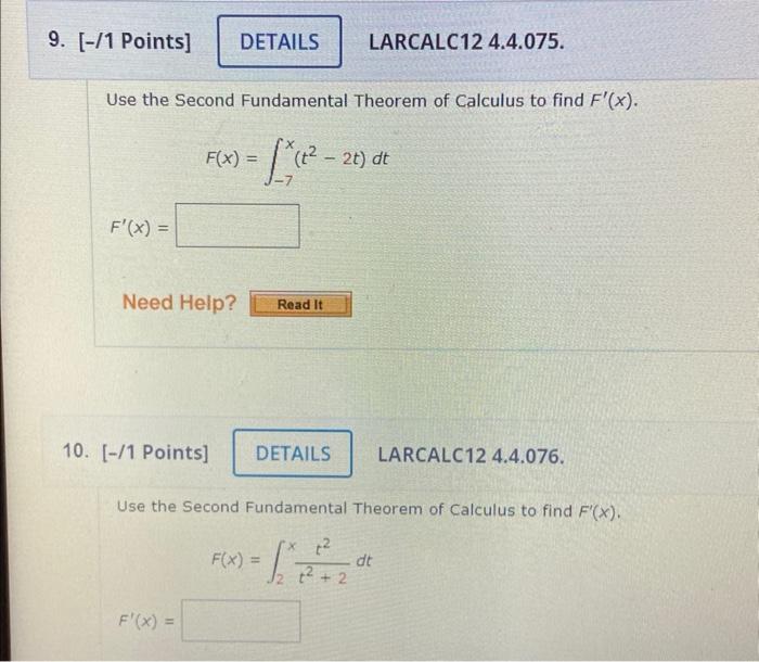 Solved Use the Second Fundamental Theorem of Calculus to | Chegg.com
