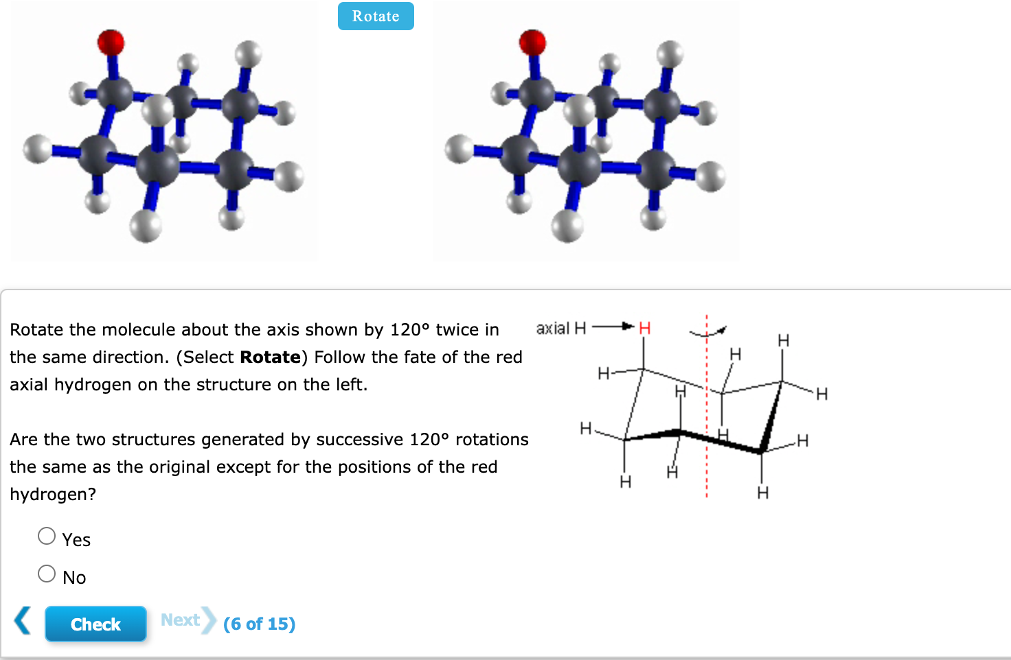 Solved Rotate the molecule about the axis shown by 120° | Chegg.com