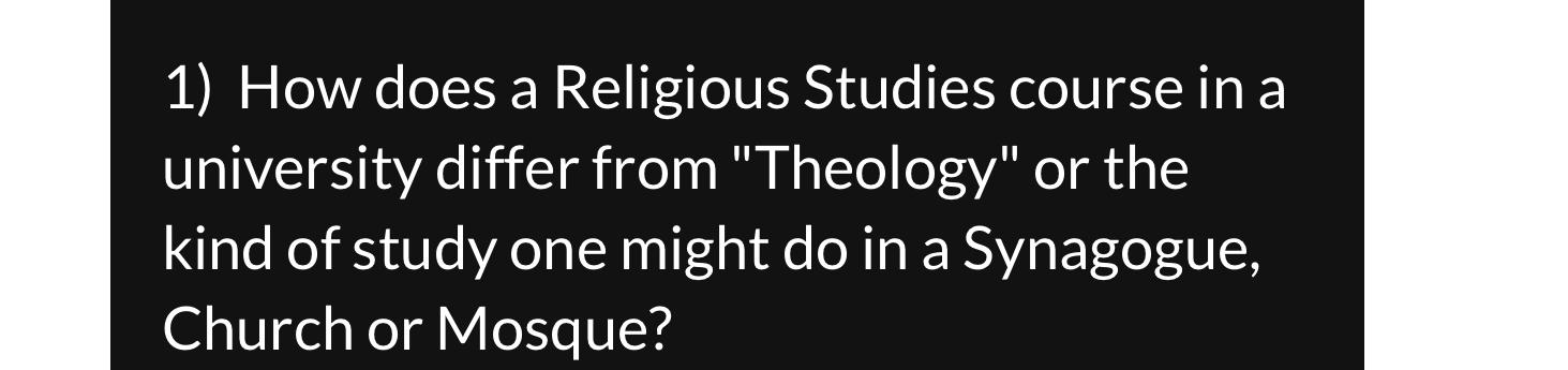 Solved How does a Religious Studies course in a university | Chegg.com