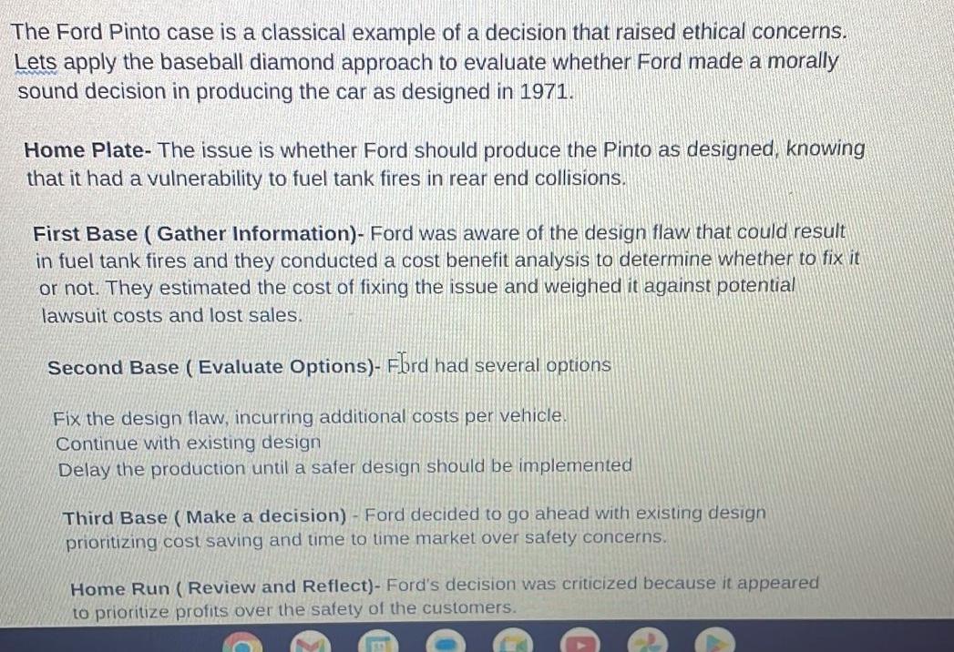 Solved The Ford Pinto case is a classical example of a | Chegg.com