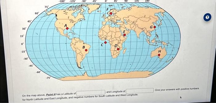 Solved On the map above. Point H has a Latitude of and | Chegg.com