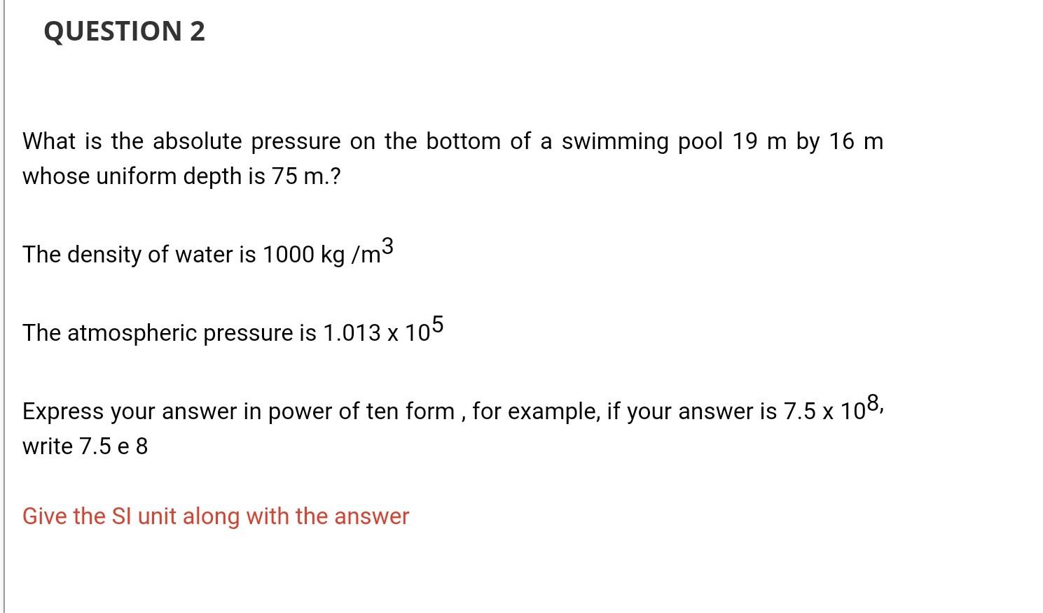 Solved What is the absolute pressure on the bottom of a | Chegg.com