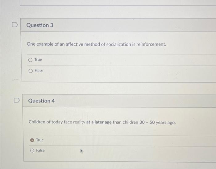 One example of an affective method of socialization | Chegg.com