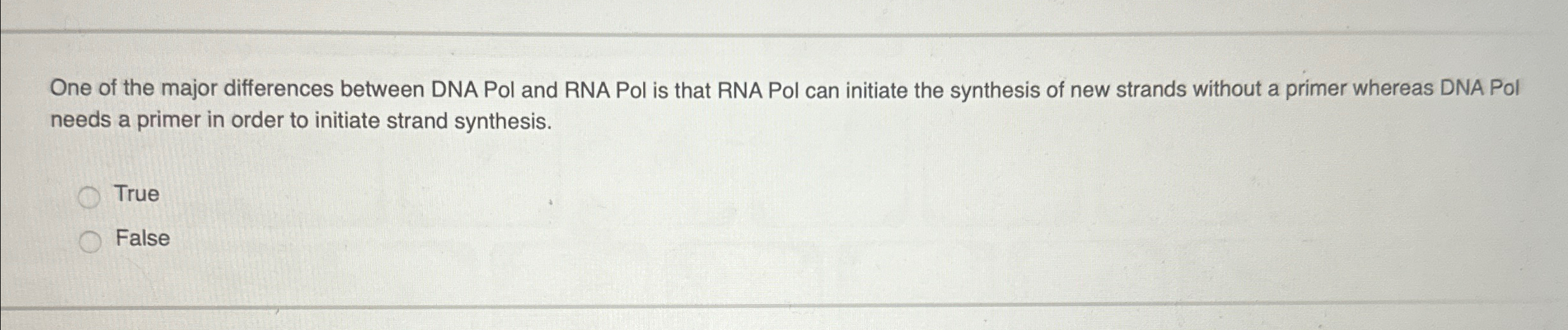 Solved One of the major differences between DNA Pol and RNA | Chegg.com