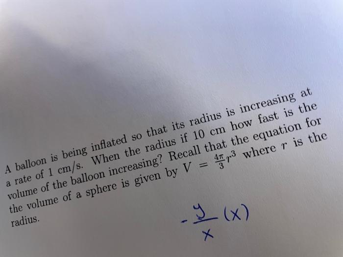 Solved A balloon is being inflated so that its radius is | Chegg.com