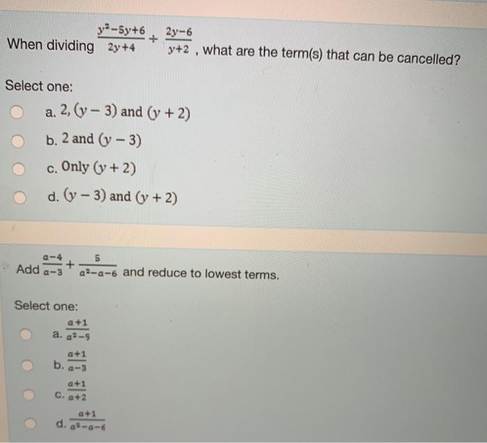 Solved a2-3a Simplify a-8a2+ 12a to lowest terms. Select | Chegg.com