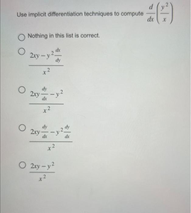 Solved Use implicit differentiation techniques to compute | Chegg.com