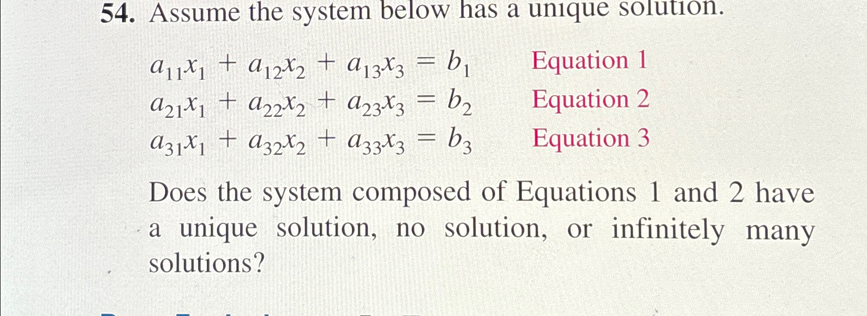 Solved Assume the system below has a unique | Chegg.com