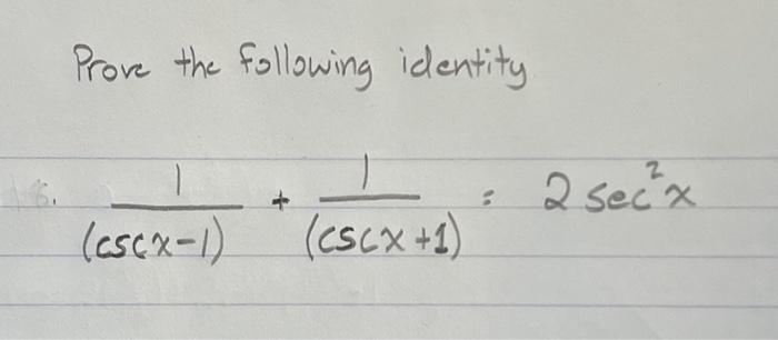 Solved Prove the following identity | Chegg.com