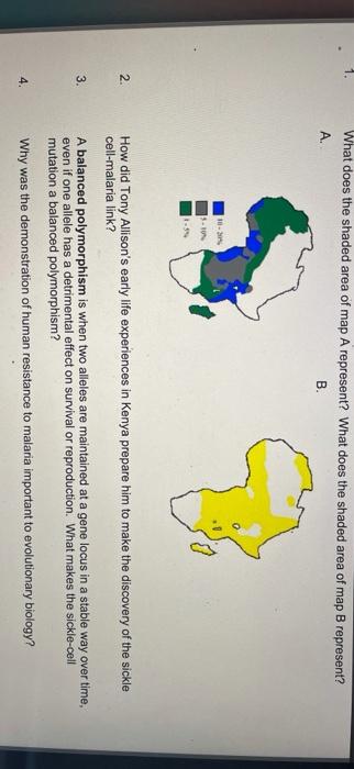 Solved What does the shaded area of map A represent? What | Chegg.com