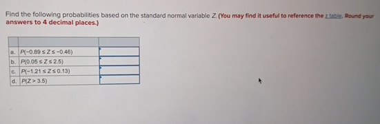 Solved Find the following probabilities based on the | Chegg.com