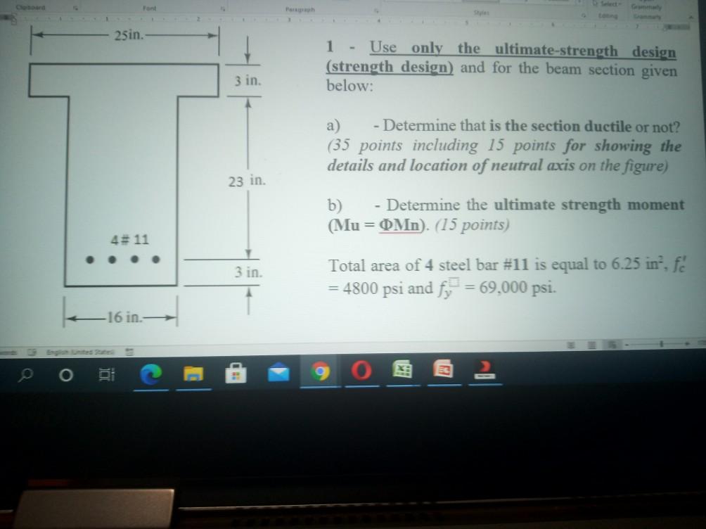 Solved Pont 25in. 1 - Use only the ultimate-strength design | Chegg.com
