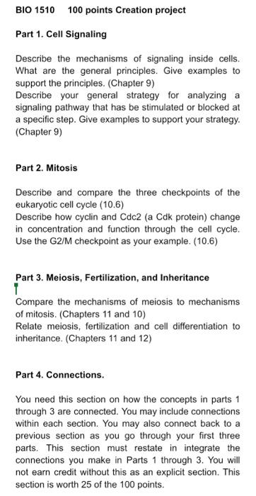 Solved Part 1. Cell Signaling Describe the mechanisms of | Chegg.com