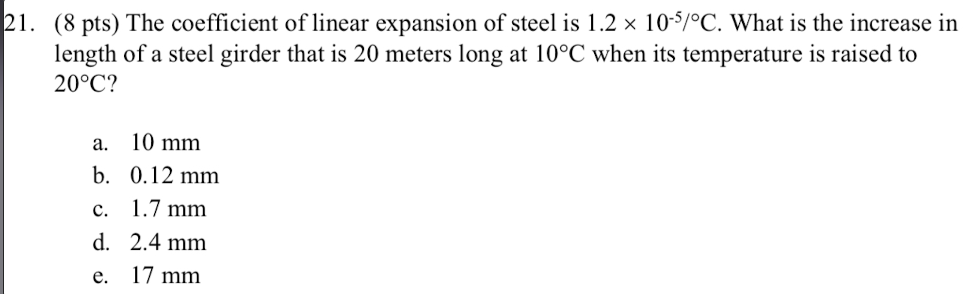 Solved ( 8 ﻿pts ) ﻿The coefficient of linear expansion of | Chegg.com