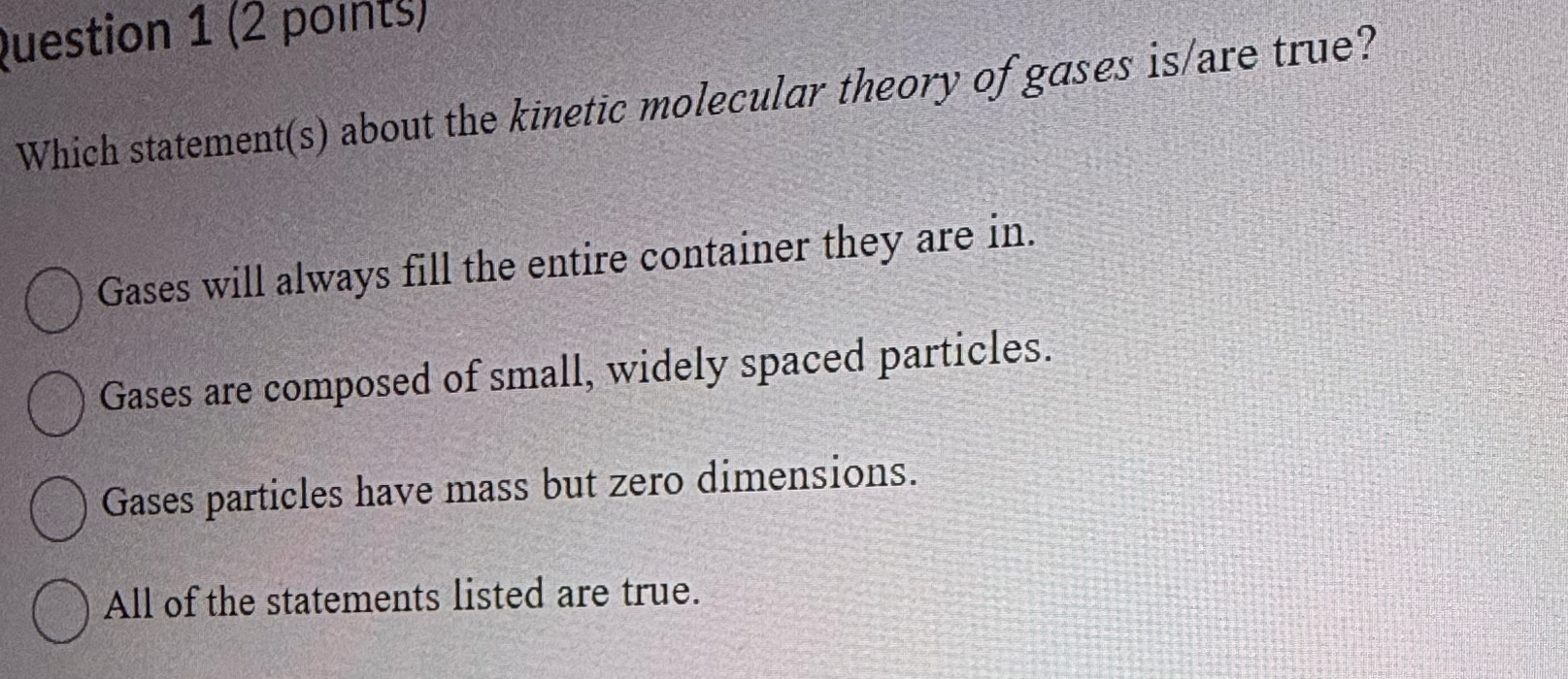 Solved Which statement(s) ﻿about the kinetic molecular | Chegg.com
