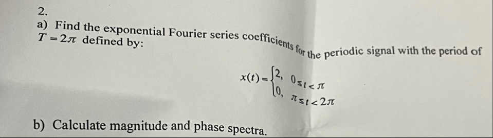 Solved a) ﻿Find the exponential Fourier series coefficients | Chegg.com