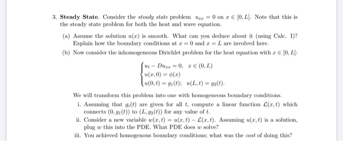 3. Steady State. Consider the steady state problem | Chegg.com
