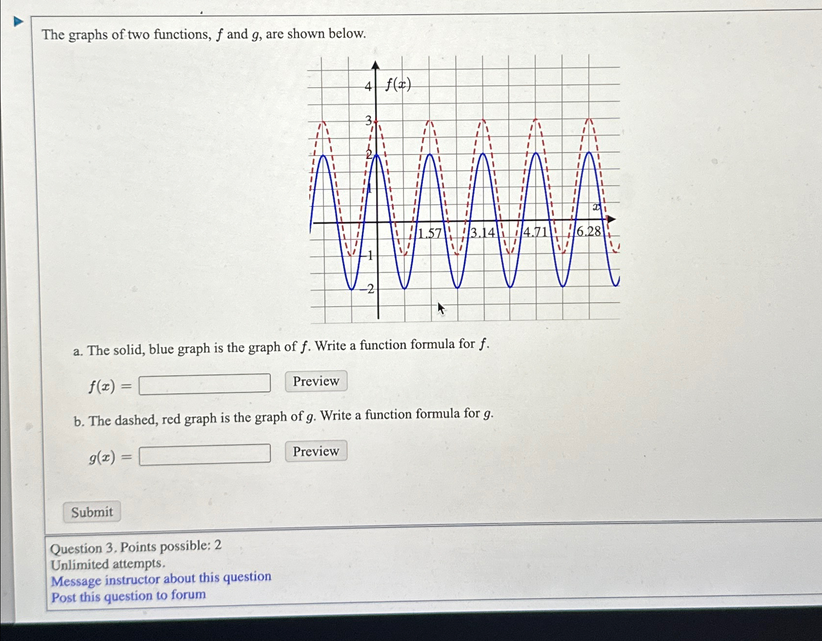 Solved The graphs of two functions, f ﻿and g, ﻿are shown | Chegg.com