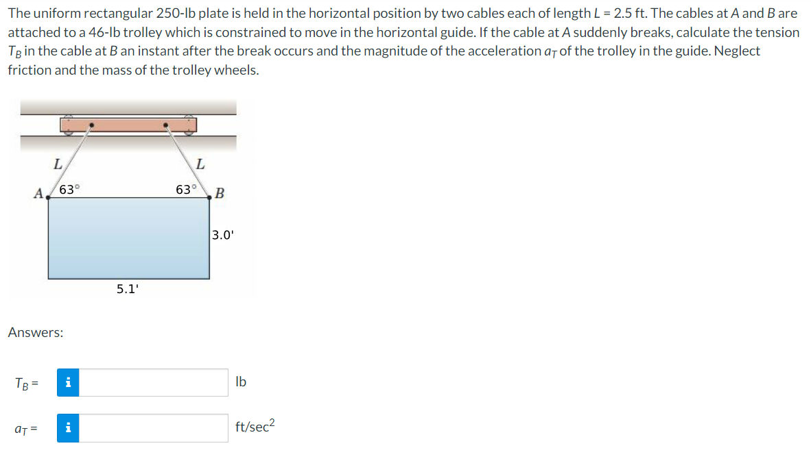 Solved The uniform rectangular 250-lb ﻿plate is held in the | Chegg.com