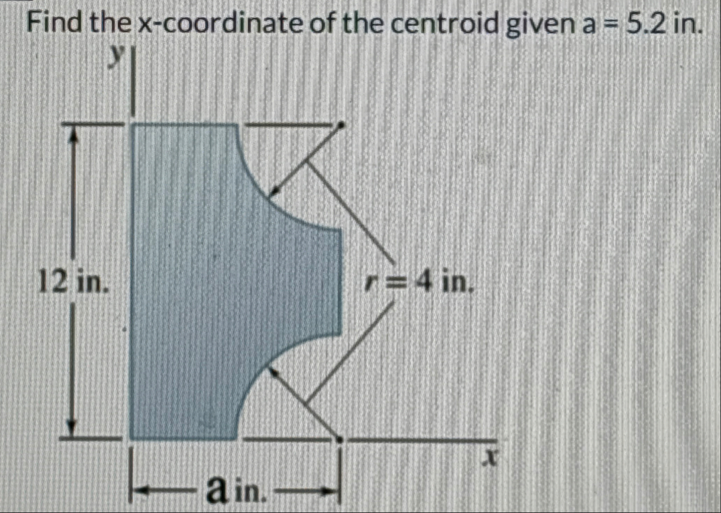 Solved Find the x -coordinate of the centroid given a=5.2in. | Chegg.com