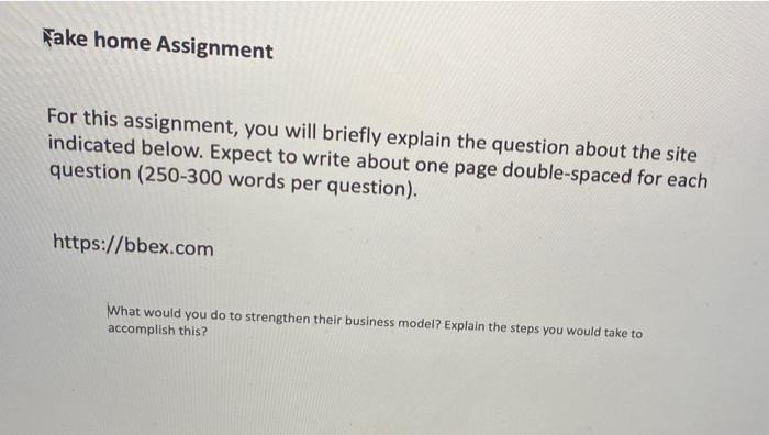 Fake home Assignment For this assignment, you will | Chegg.com