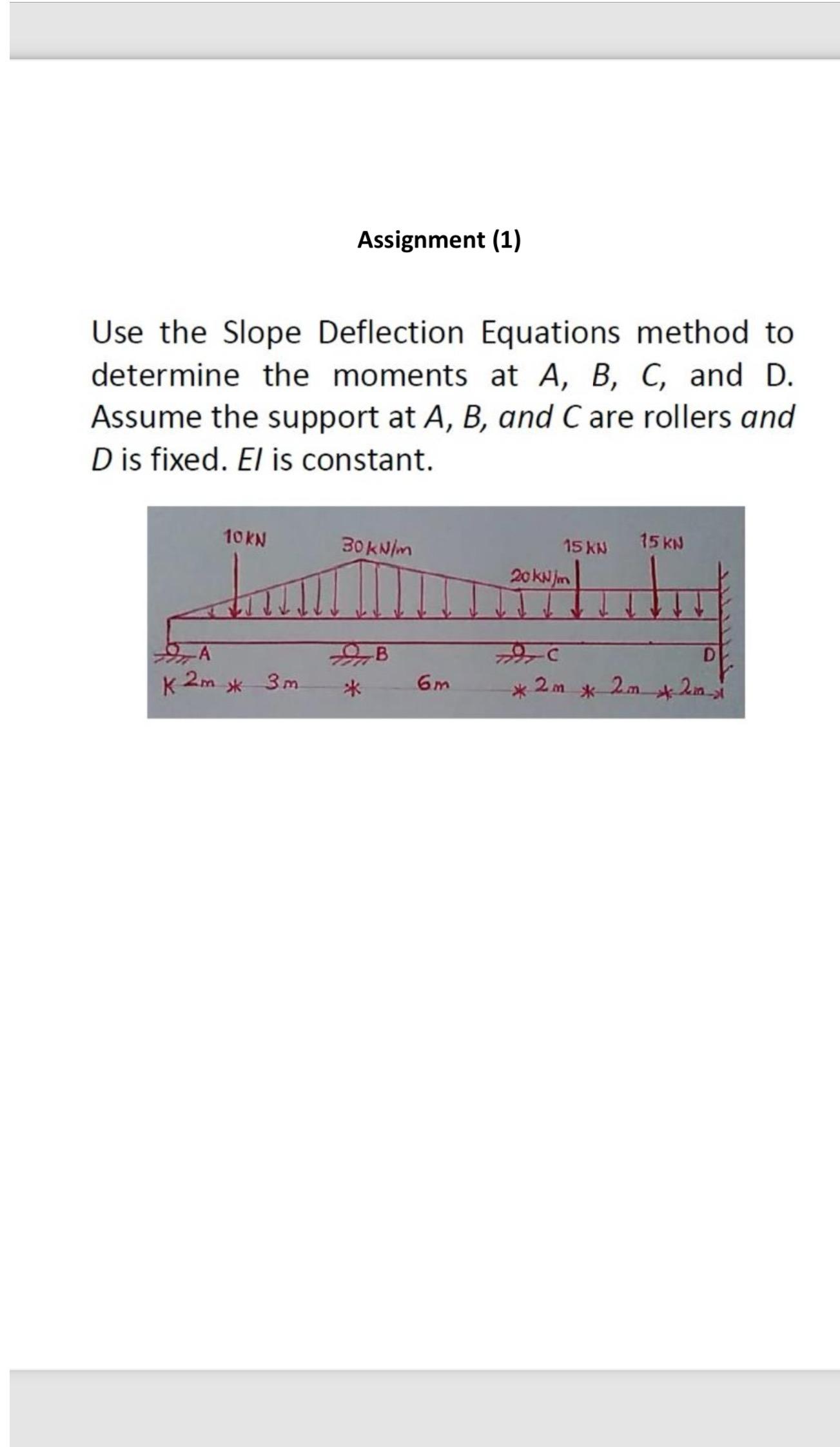 Solved Assignment (1)Use the Slope Deflection Equations | Chegg.com