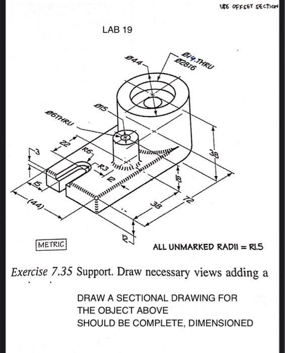 Solved LAB 19 5 Exercise 7.35 Support. Draw necessary views | Chegg.com