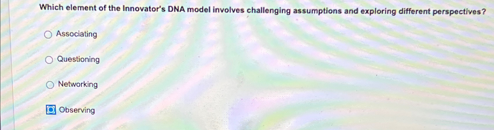 Solved Which element of the Innovator's DNA model involves | Chegg.com