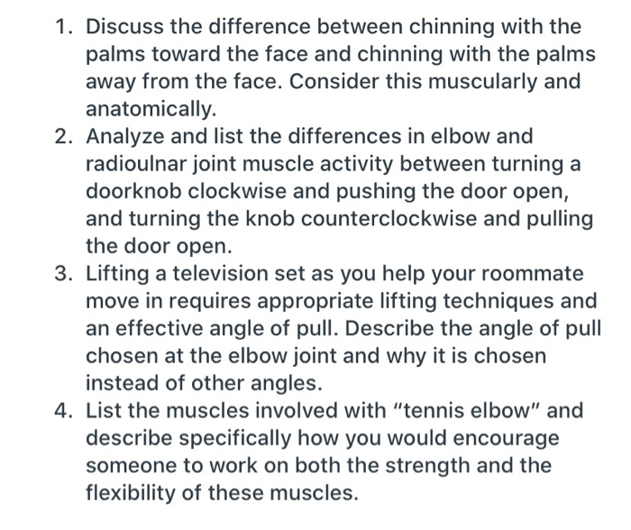 Solved 1. Discuss the difference between chinning with the | Chegg.com