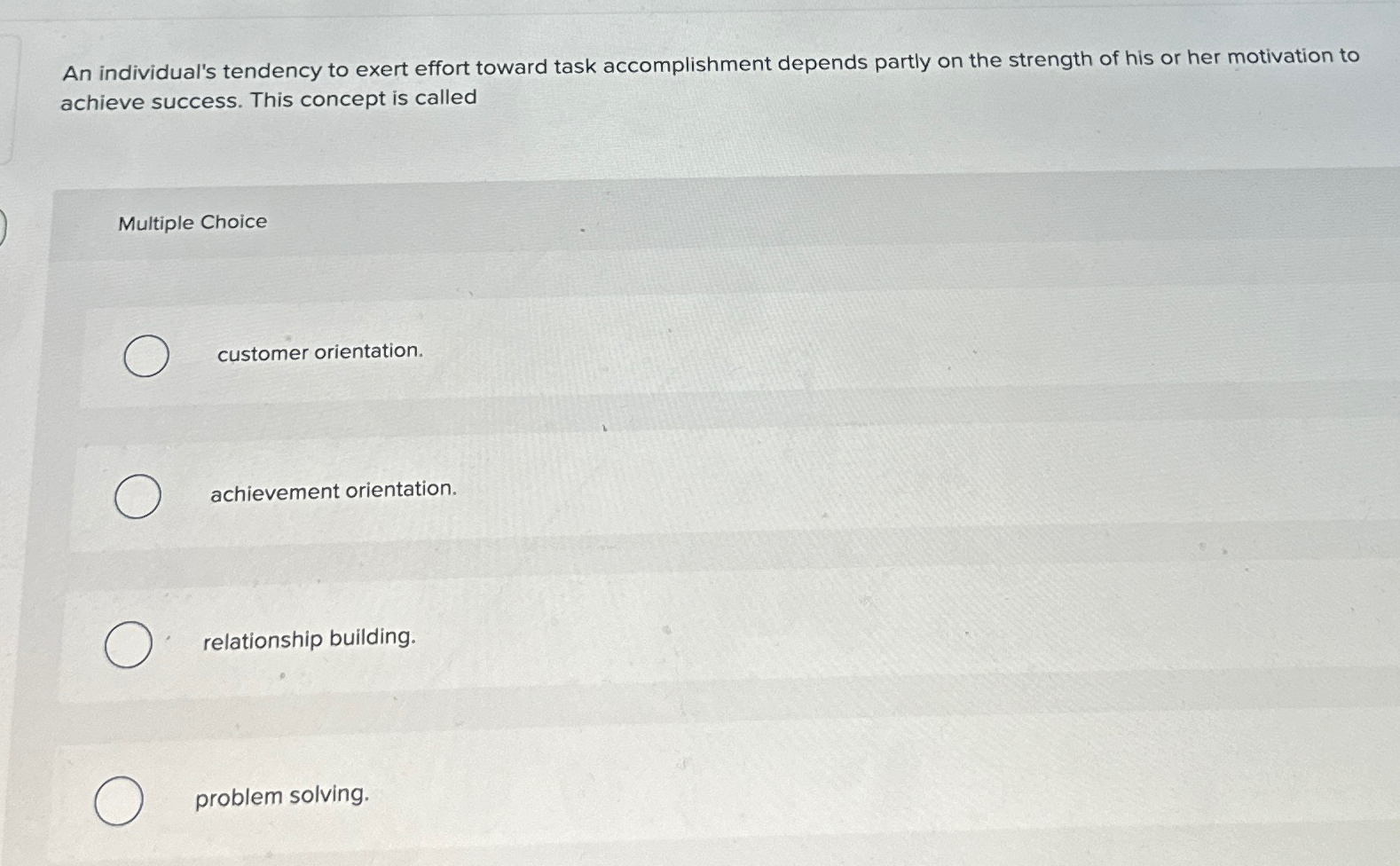 Solved An individual's tendency to exert effort toward task | Chegg.com