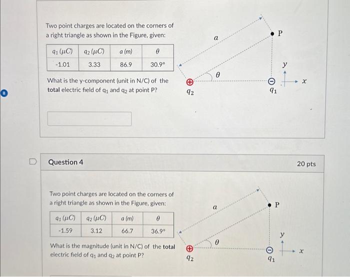 Solved Two point charges are located on the corners of a | Chegg.com
