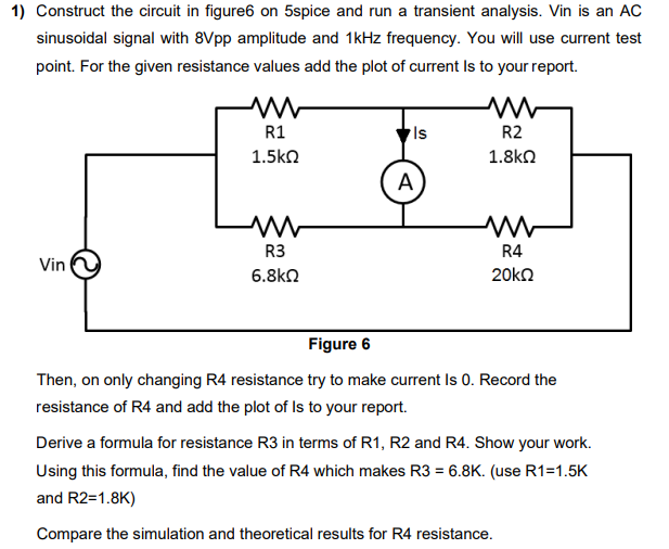 Solved Construct the circuit in figure 6 ﻿on 5 ﻿spice and | Chegg.com