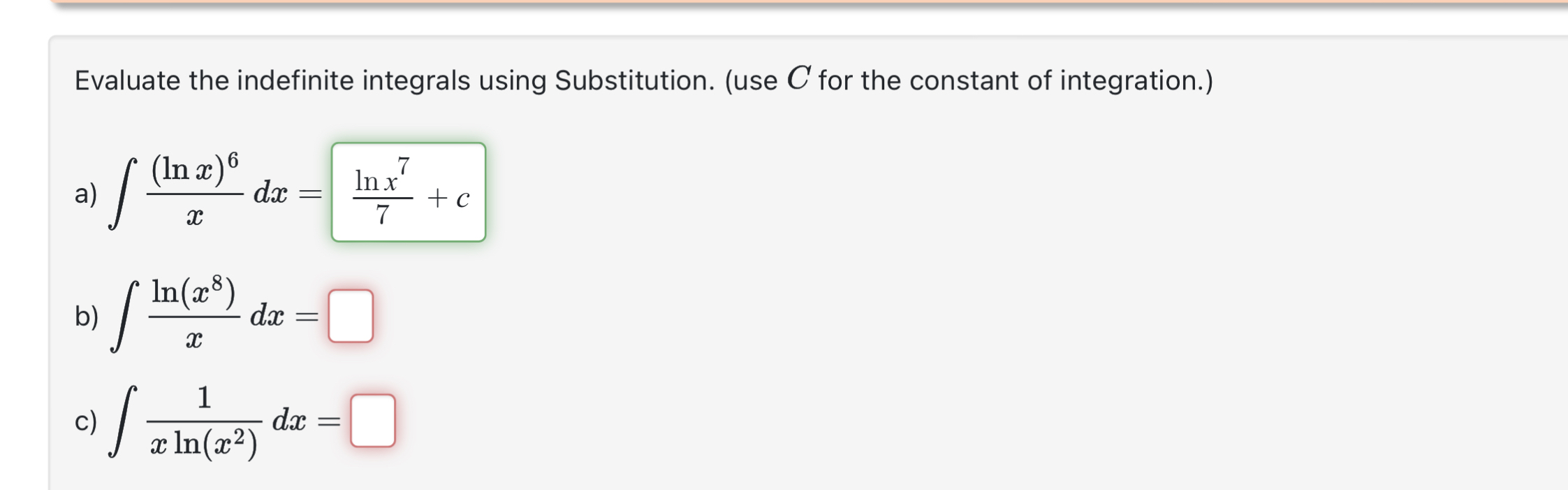 Solved Evaluate the indefinite integrals using Substitution. | Chegg.com